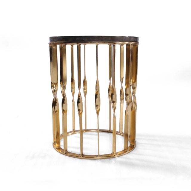 Rare Pyrite Golden Gemstone Luxe 18" Round Accent Side Table | Chairish