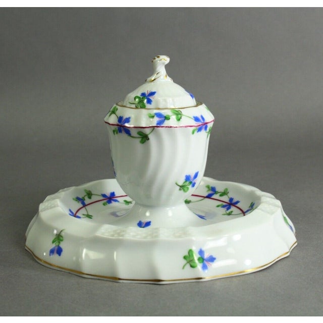 1936 Porcelain Inkwell Herend, Hungary, Hand Painted Blue Flowers ...