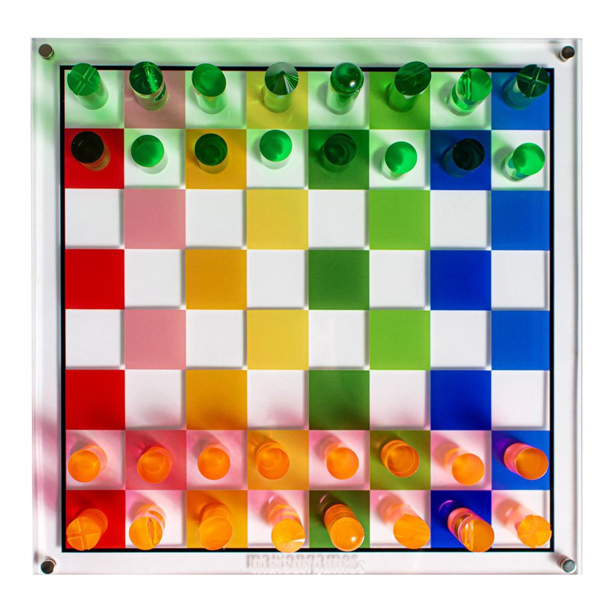 Acrylic Chess Set - Rainbow | Chairish