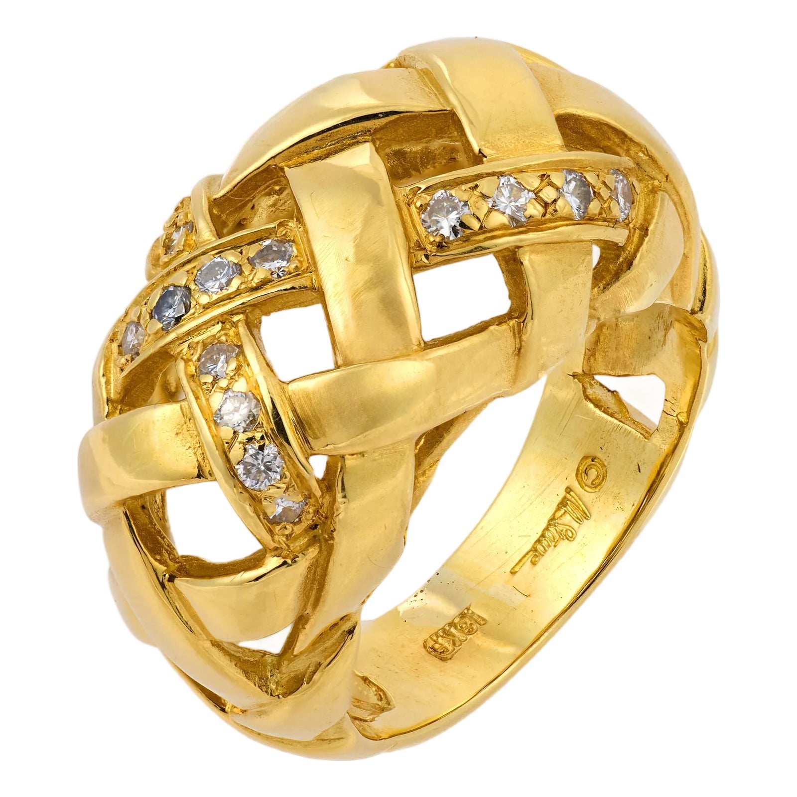 1980s Marlene Stowe Diamond 18k Yellow Gold Ring, Size 5.25 | Chairish