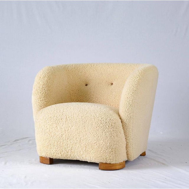 Scandinavian Sheepskin Lounge Chairs | Chairish