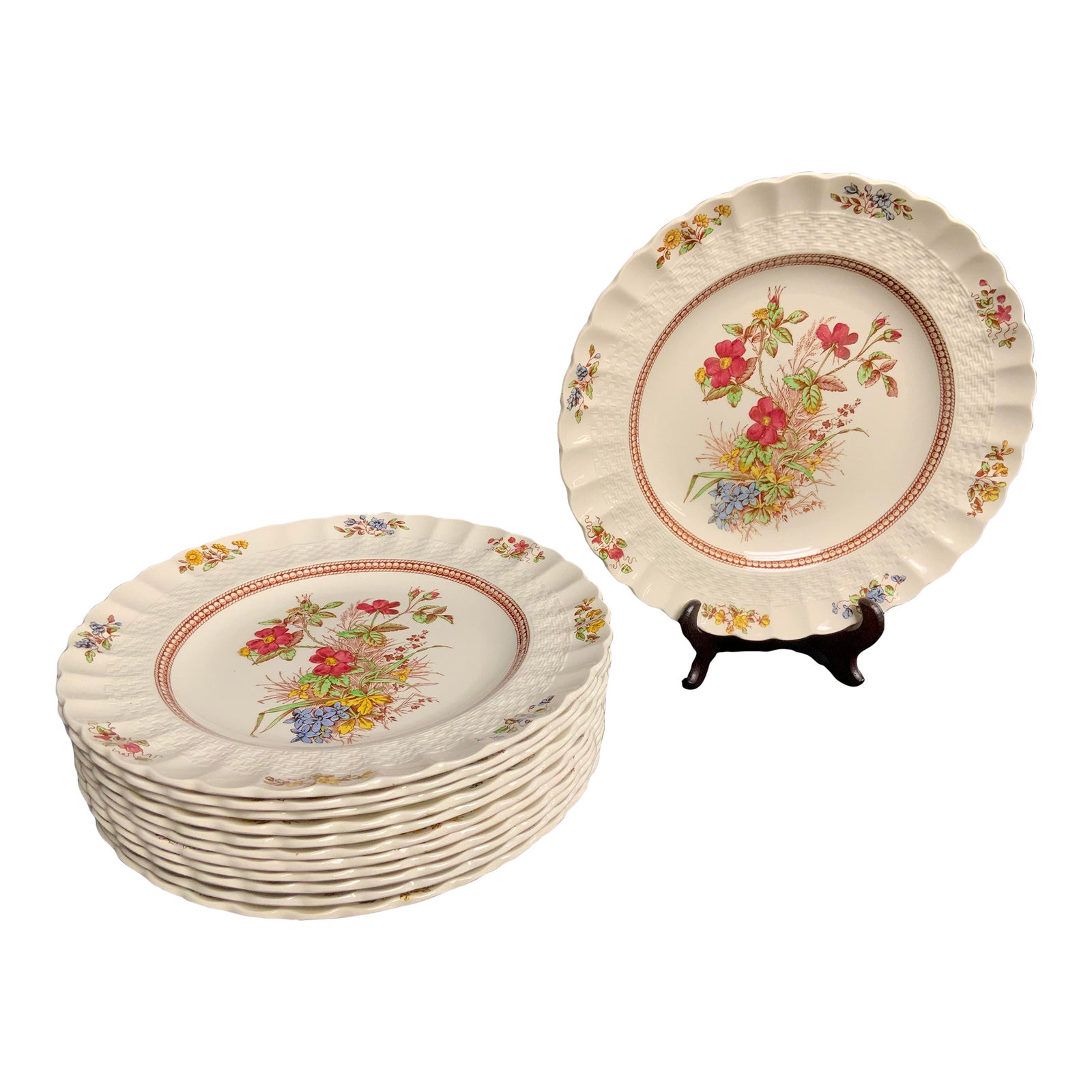 Mid-Century Spode "Rosalie" Lunch Plates- Set of 12 | Chairish