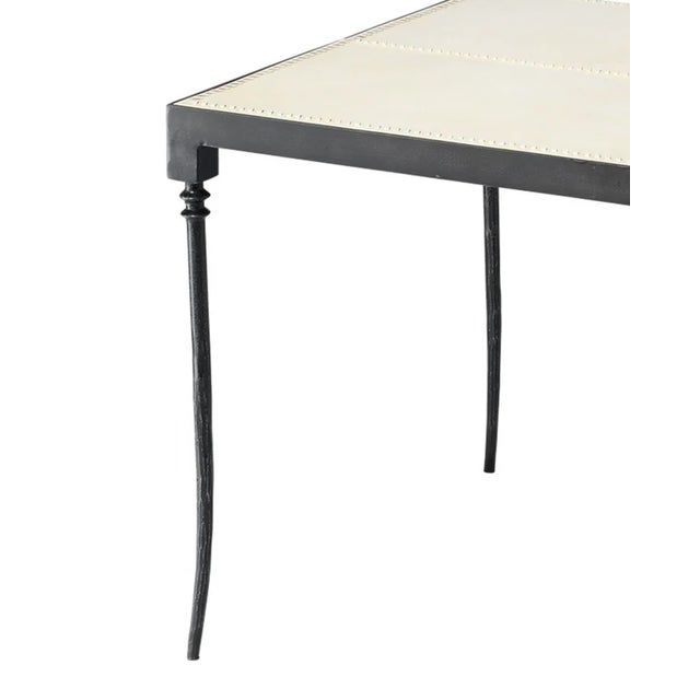 Off White Full Grain Leather Mid Century Side Table Nevado | Chairish