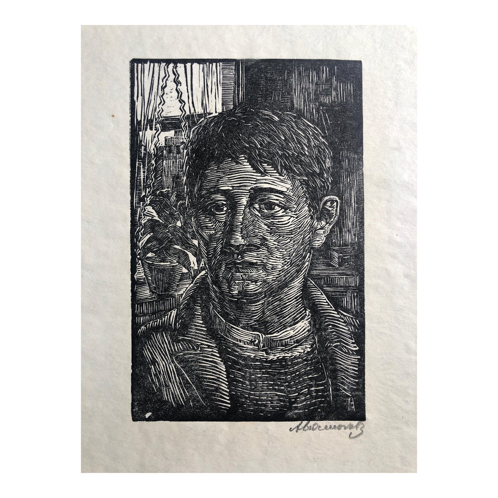 Albert Abramovitz, The Worker Woodblock Print c.1930's WPA Woodcut ...