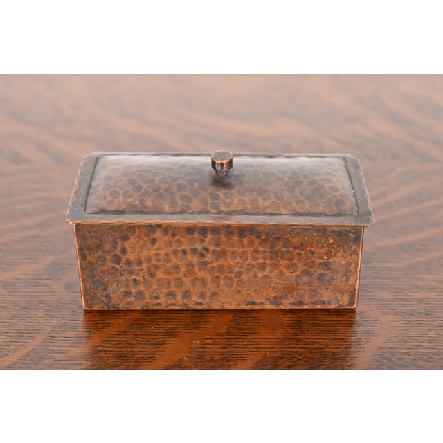Signed Gustav Stickley Arts & Crafts Hammered Copper Box | Chairish