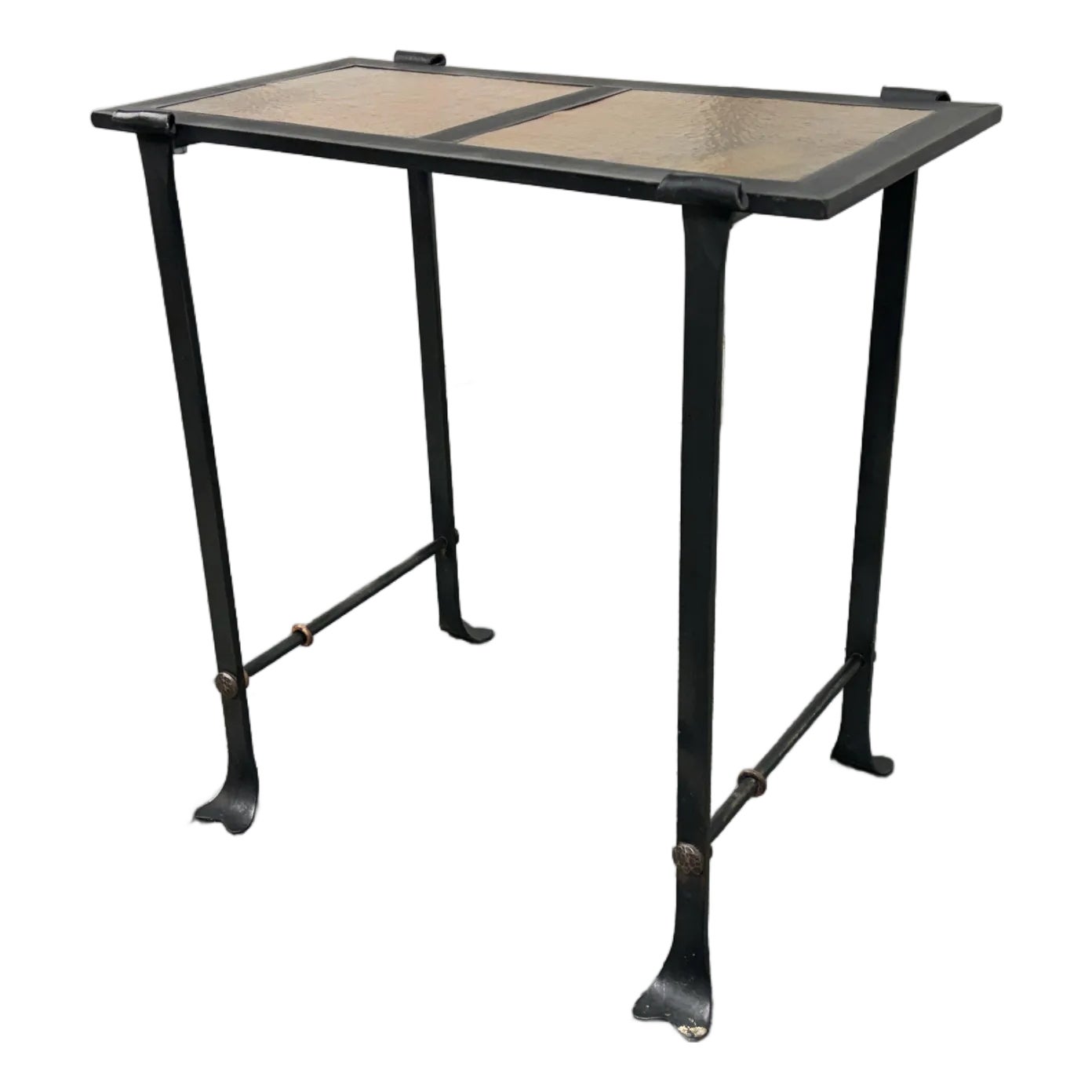 Iron + Hammered Cooper Console Table | Chairish