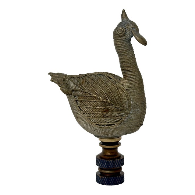 Indian Dhokra Bird Lamp Finial on Bronze Hardware | Chairish