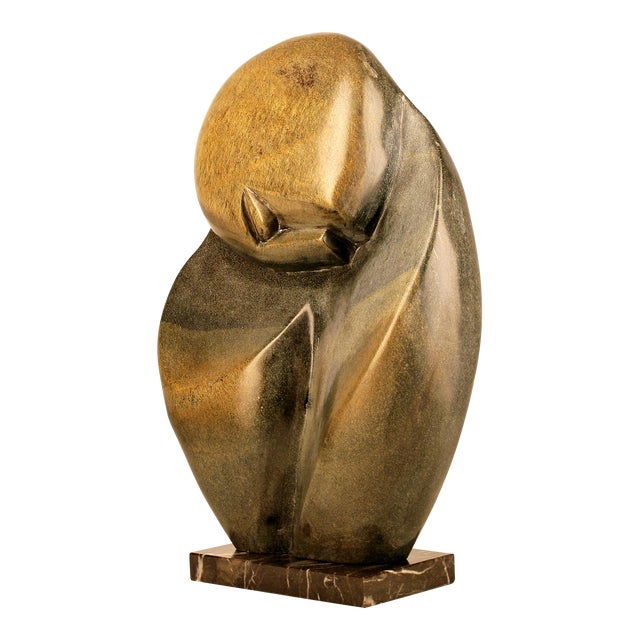 Modernist German Hand-Crafted Stone Sculpture With Marble Base | Chairish