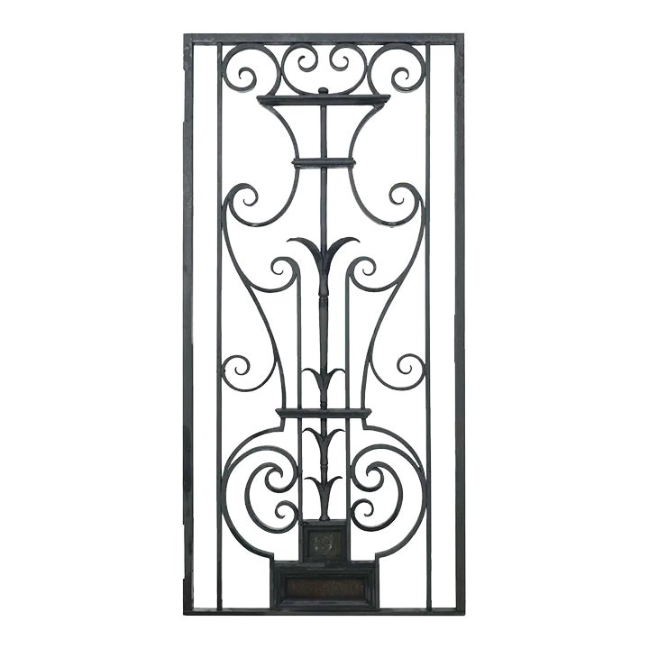 Mid 20th Century Reclaimed Scroll Urn Design Cast Iron Window Guard ...