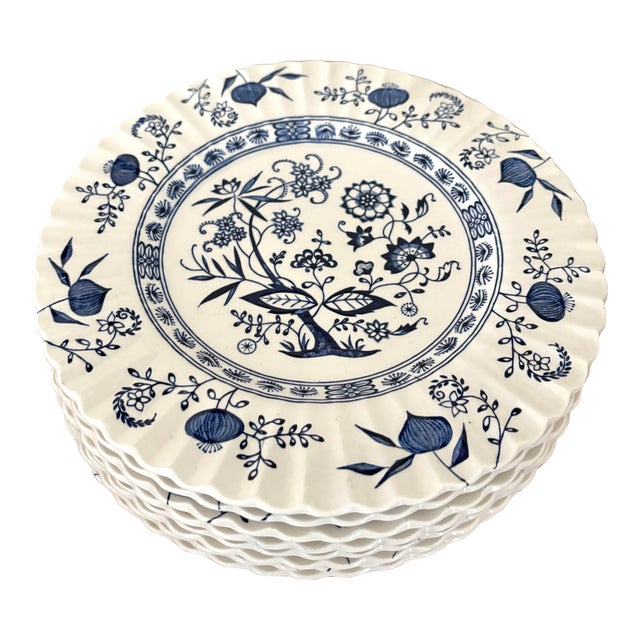 1970s English J&g Meakin Ironstone Dinner Plates in Classic Blue and ...