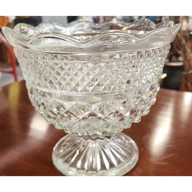 Vintage Anchor Hocking Wexford Pattern Pressed Glass Footed Centerpiece ...