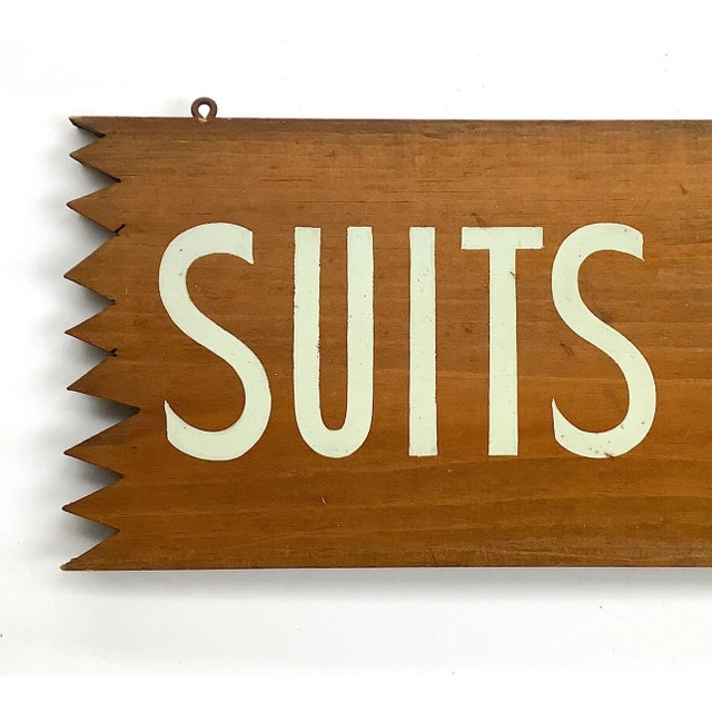 Vintage Wood "Suits Us" Camp Sign | Chairish