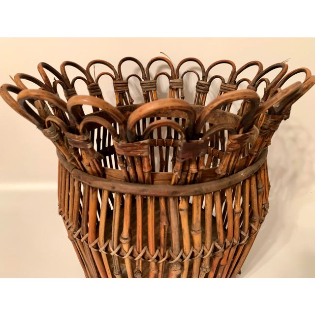Vintage French Boho Chic Bamboo Planter | Chairish