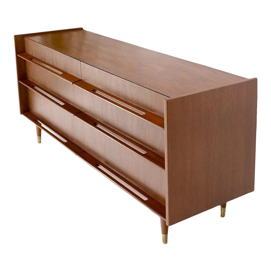 Edmund Spence Attributed Large 6 Drawers Walnut Dresser W/ Gallery Top ...