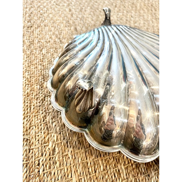 Large Size Vintage Hollywood Regency Style Silver Plate Shell Double ...