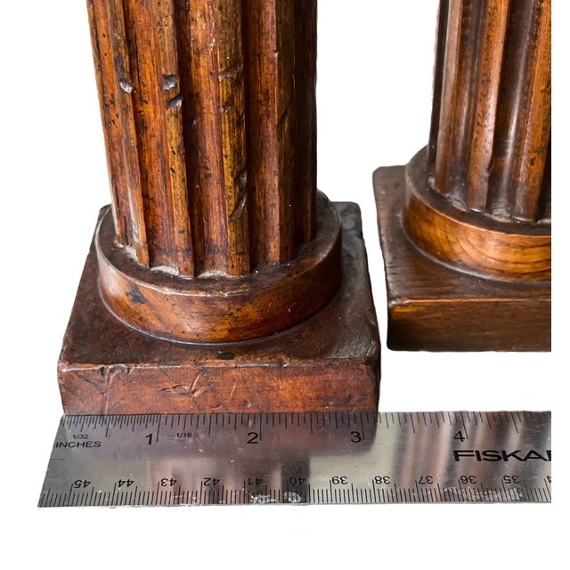 1940s Large Solid Gilded Brass Eagle Atop Hand Carved Fluted Wooden Ionic Column Sculpture ...