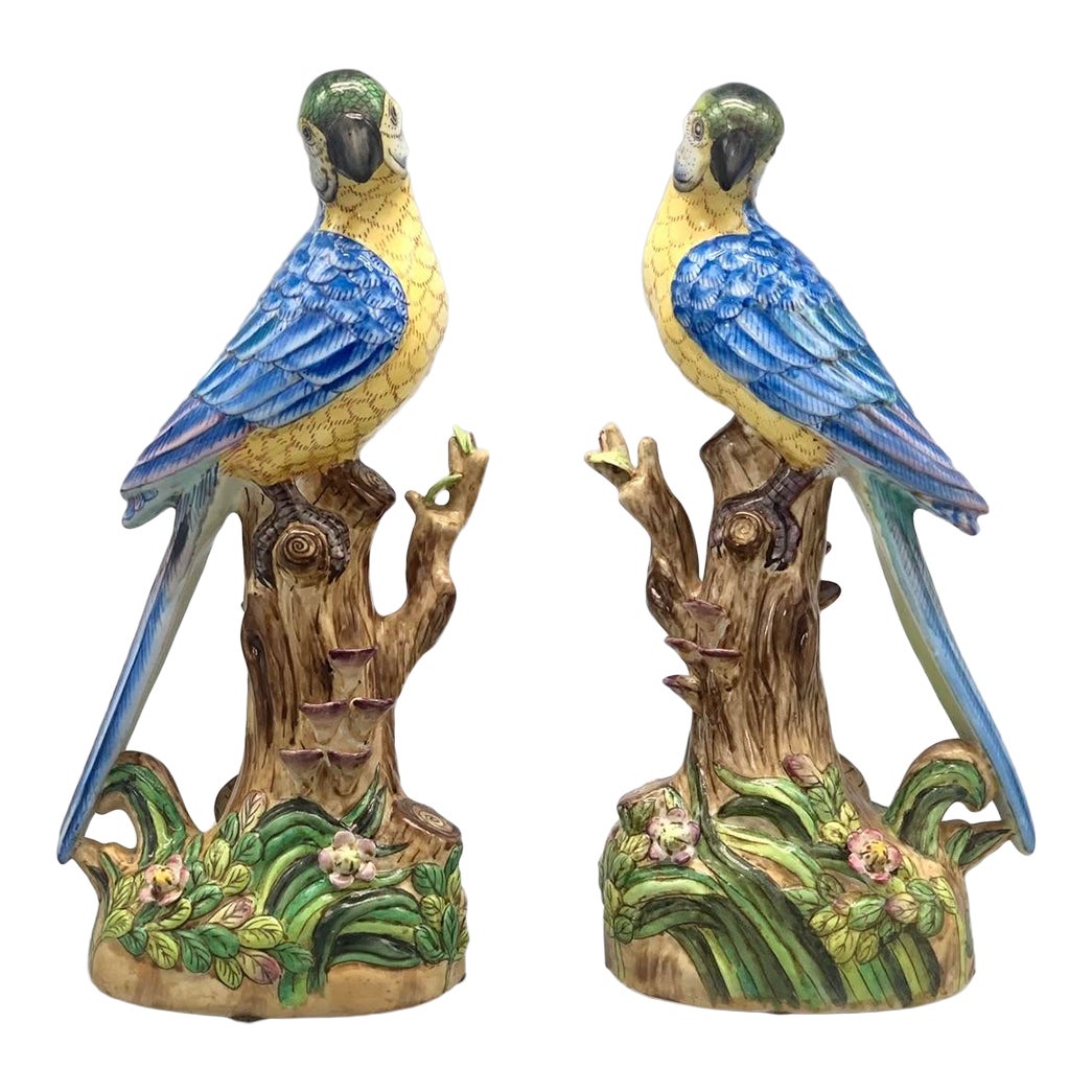 1960s Pair of Vintage Porcelain Hand Painted Parrots Andrea by Sadek ...