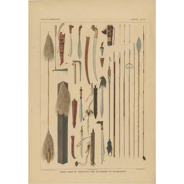 Temminck, Weapons of Borneo Indonesia, 1840, Paper | Chairish