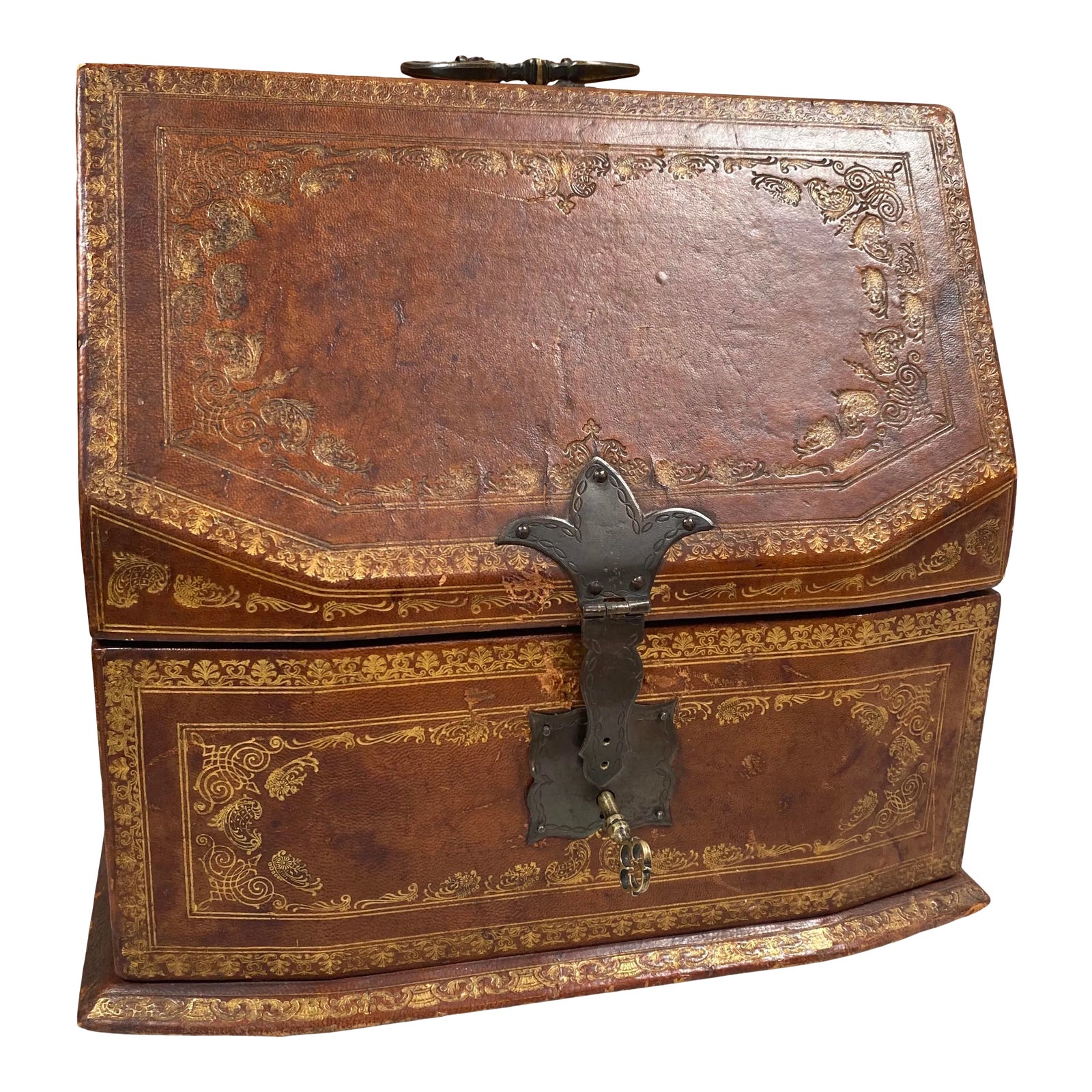 Vintage 1950s Leather Bar Set Box | Chairish