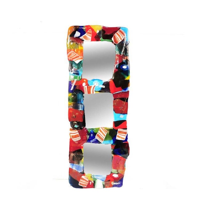 33 X 12 Art Glass Rainbow Mosaic Triple Molten Candy Color Wall Mirror ...