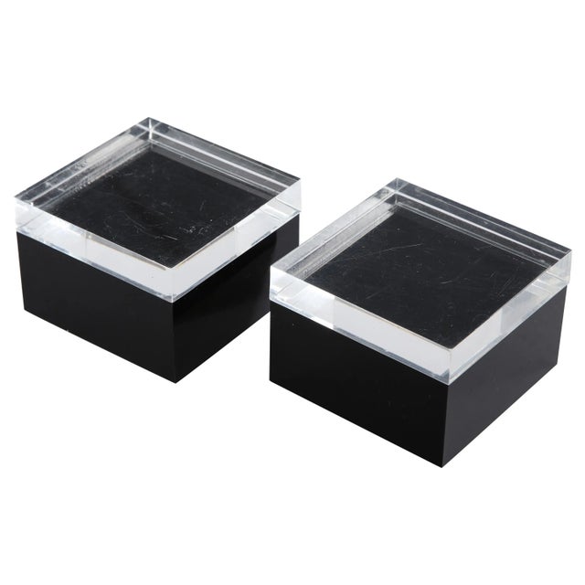 Vintage Black and Clear Lucite Boxes - a Pair | Chairish