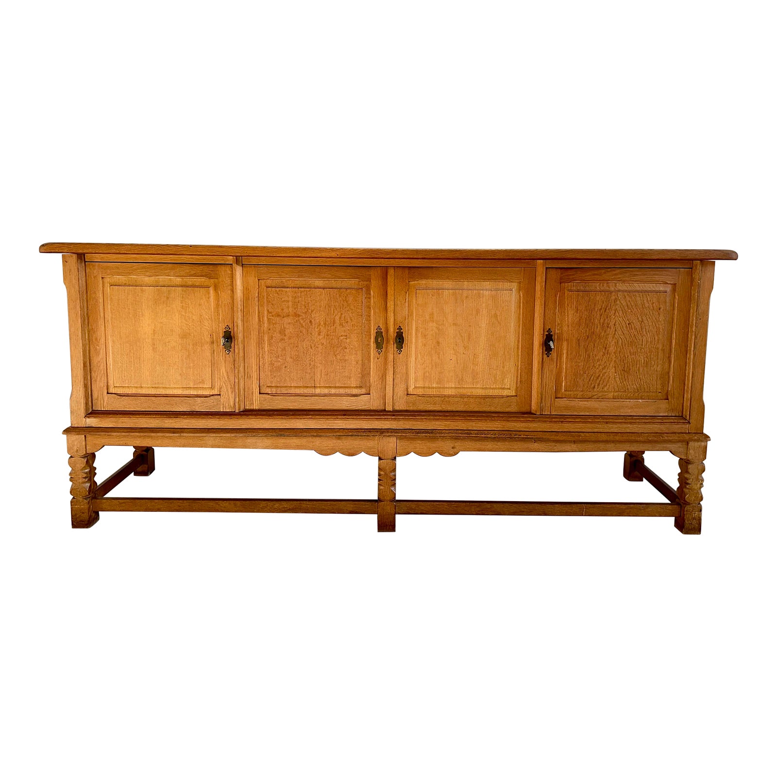 1970s Henning Kjaernulf Style Danish Oak Brutalist Sideboard Credenza ...