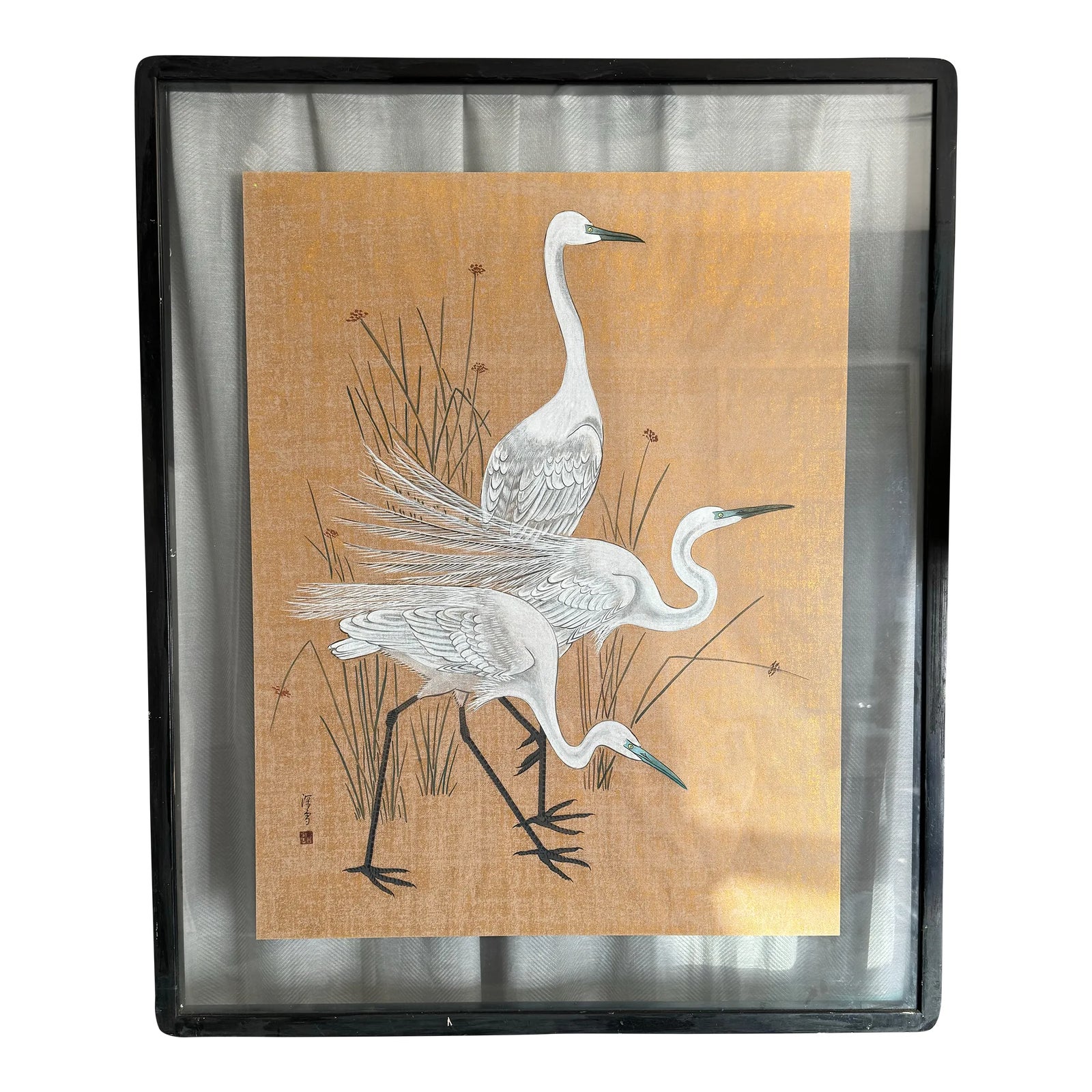 Oversized Mid 20th Century Chinoiserie Gurgles Painting | Chairish