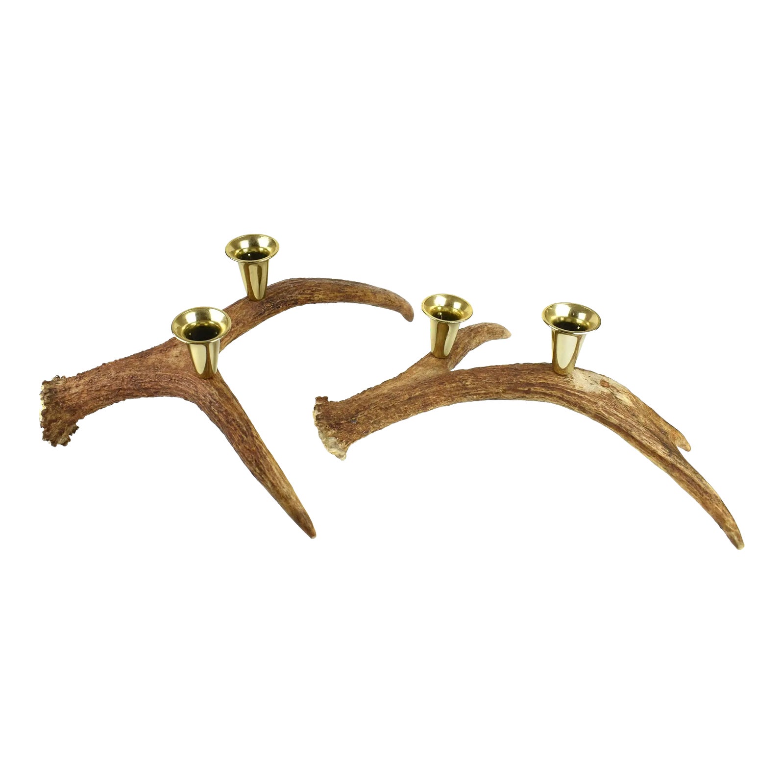 Vintage Rustic Cabin Décor Natural Deer Antlers Candle Holders- a Pair ...