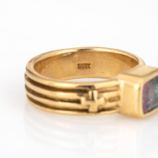 Loree Rodkin Watermelon Tourmaline 18k Gold Band Ring Size 7.5 | Chairish