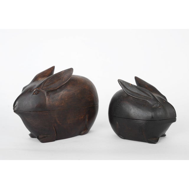 Vintage Arthur Court Folk Art Hand-Carved Wooden Rabbit Trinket Boxes ...