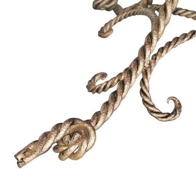 1930’s Italian Hollywood Regency Twisted Iron Rope & Tassel Glass Top ...