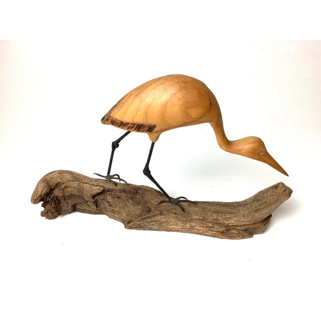 Vintage Joe Cella 1984 Hand Carved Wood Shore Bird | Chairish