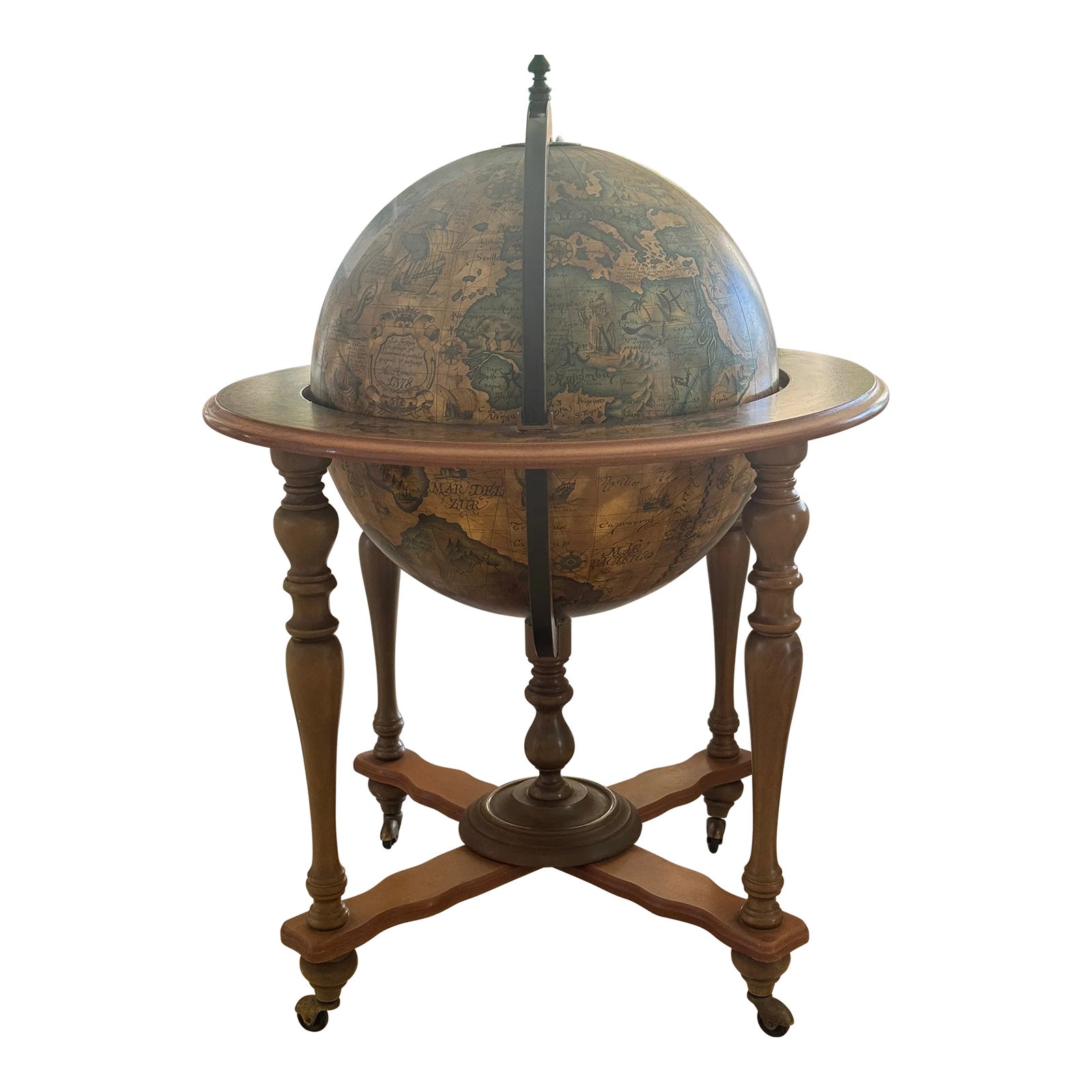 Vintage Wooden Globe-Shaped Liquor Cabinet From the Mid 20th Century ...