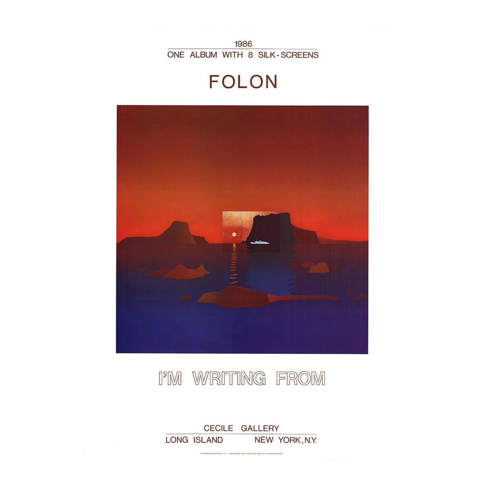 1986 Jean-Michel Folon 'I'm Writing From' Surrealism France Offset ...