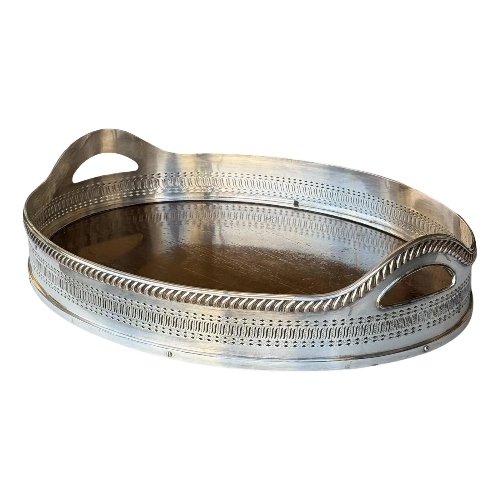 Vintage English Sheffield Silver Plated Reticulated Bar / Serving Tray ...