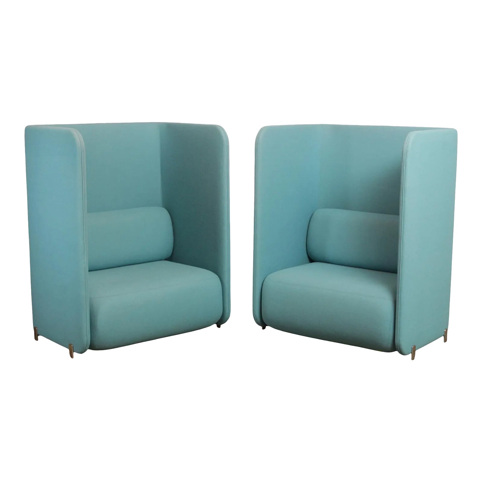 Bernhardt Modern 'Code' Privacy Wall Lounge Chairs - A Pair | Chairish