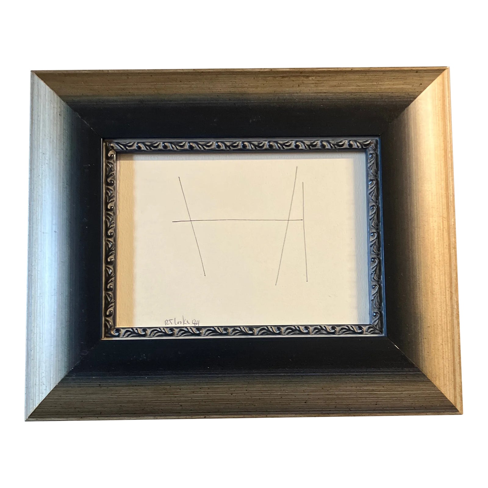 1980’s Original Robert Cooke Small Abstract Ink Drawing Framed Signed ...