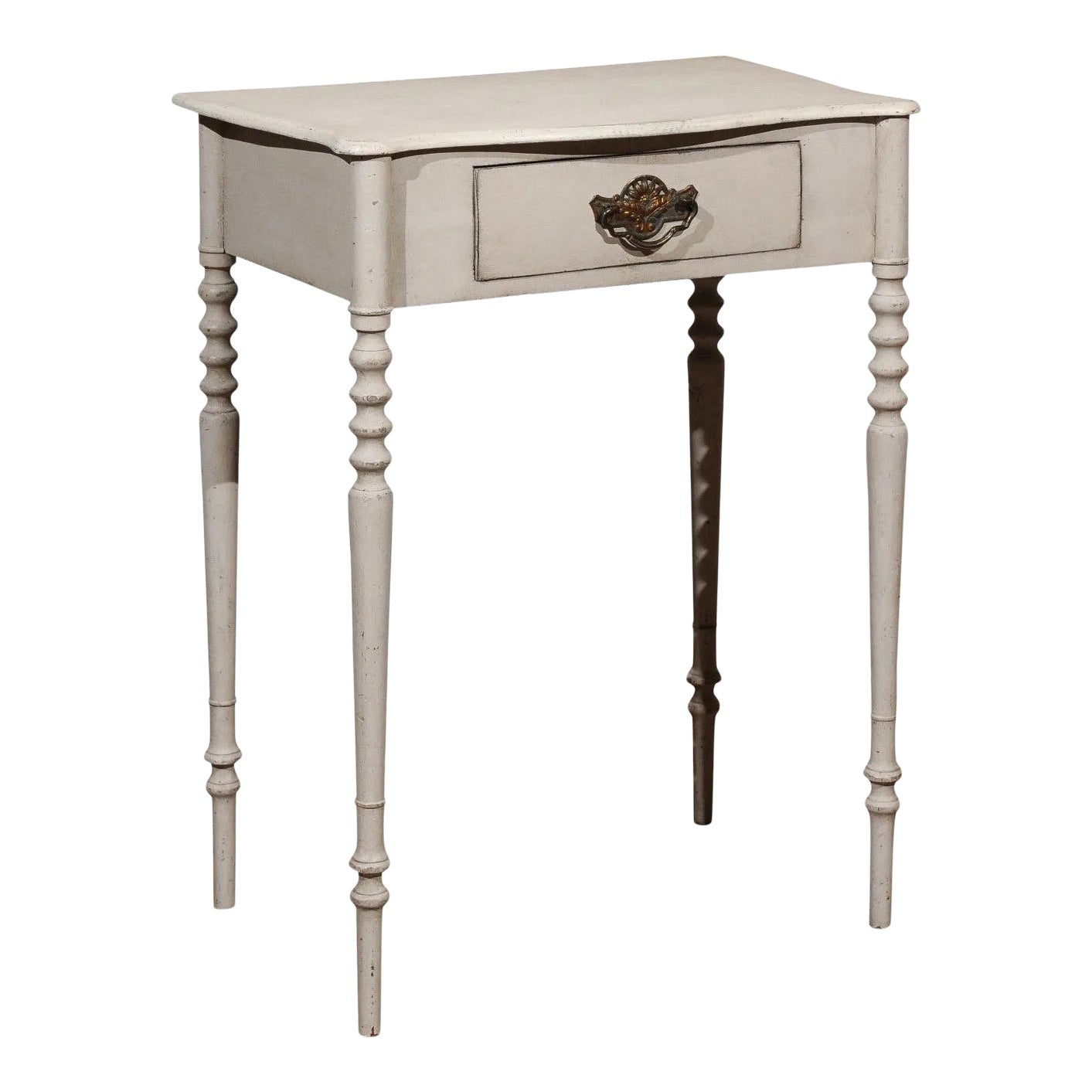 Mid 19th Century Swedish Painted Side Table with Single Drawer, Turned ...