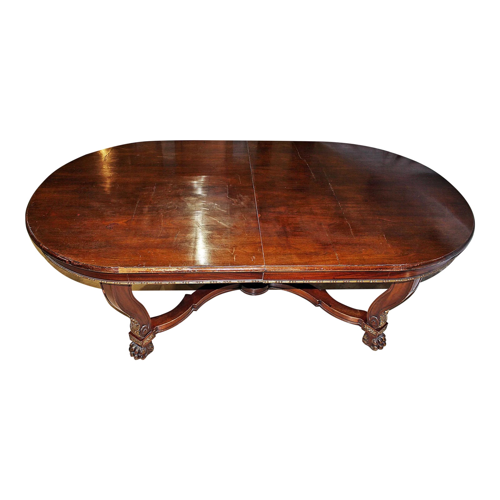Shabby Claw Foot Dining Table | Chairish