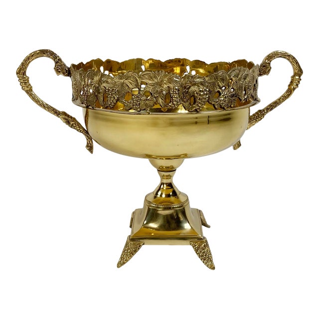 Footed Brass Grape Motif Champagne Chiller, Ice Bucket or Compote ...