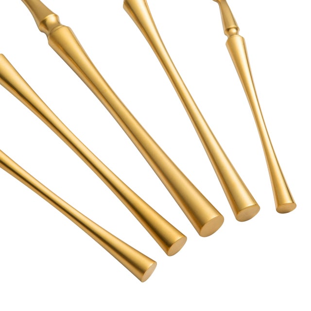 Millie Brushed Gold 5-Piece Flatware Set, Service for One | Chairish