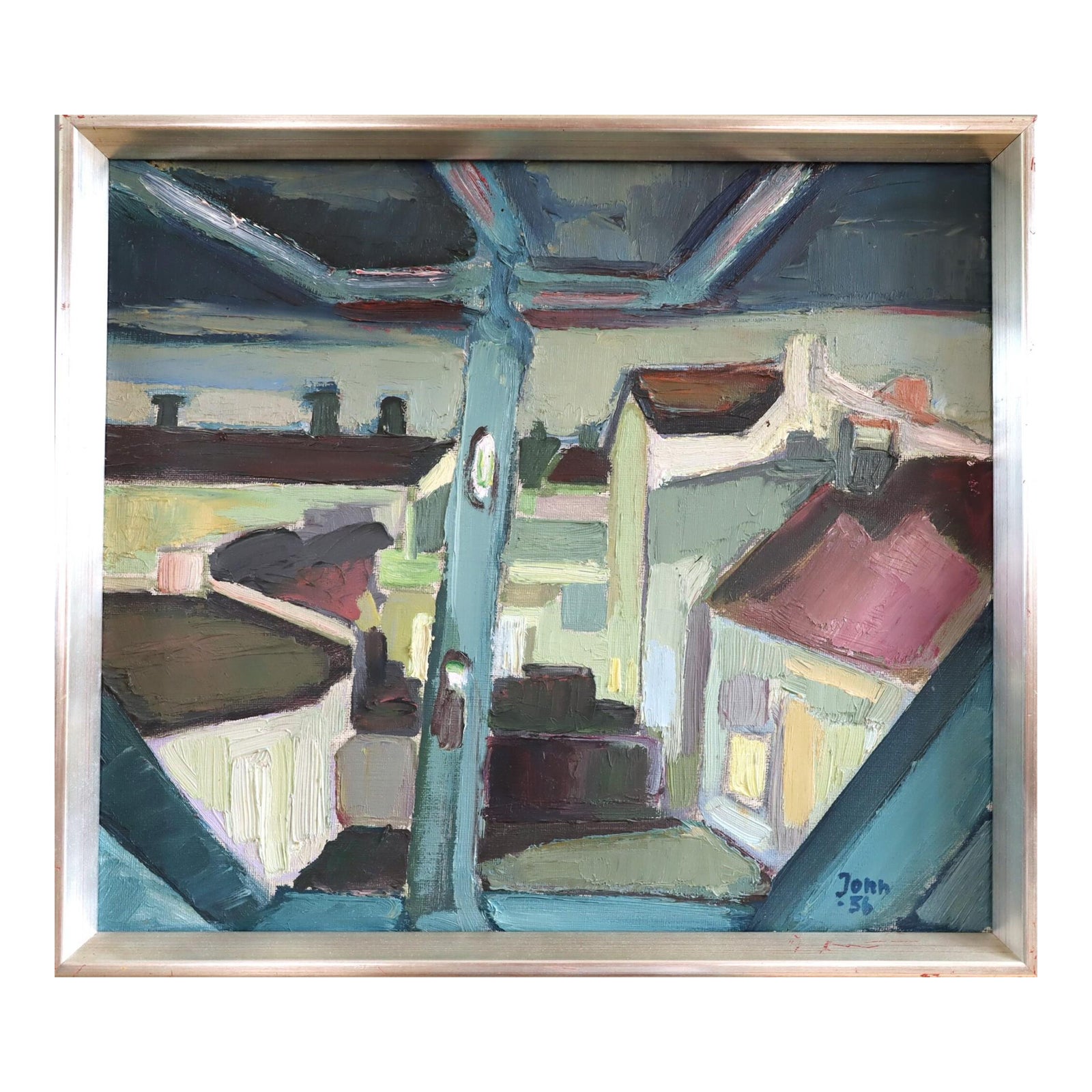 1956 Mid-Century Modern 'Structural View' Vintage Original Abstract ...