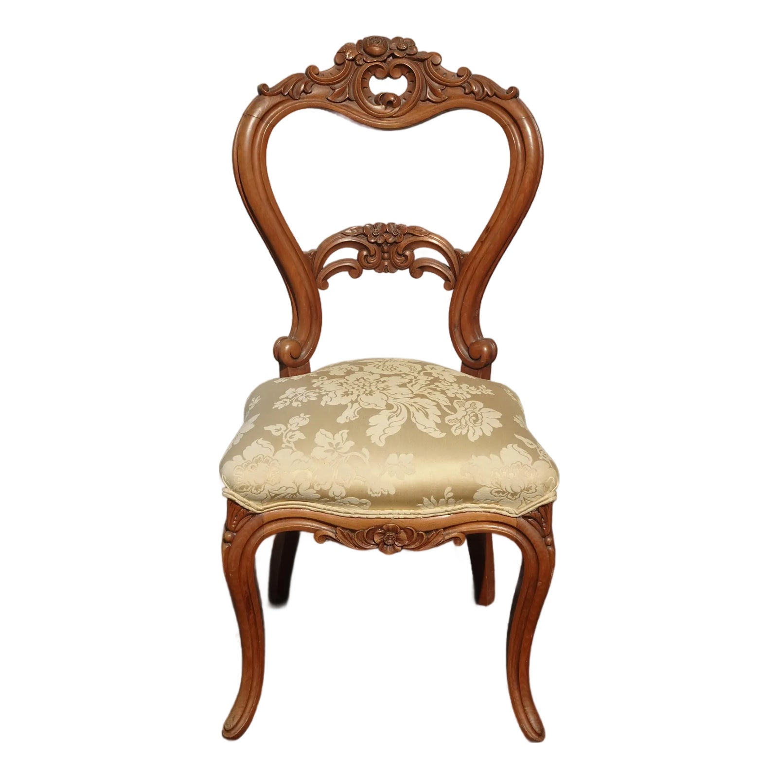Vintage Victorian French Country Balloon Back Chair With Carved Frame ...