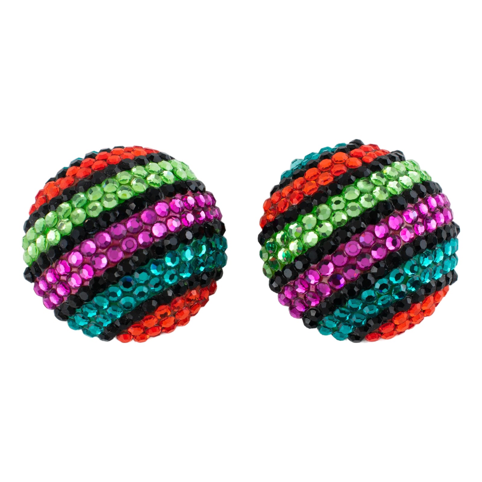 Richard Kerr Multicolor Jeweled Clip-on Earrings | Chairish