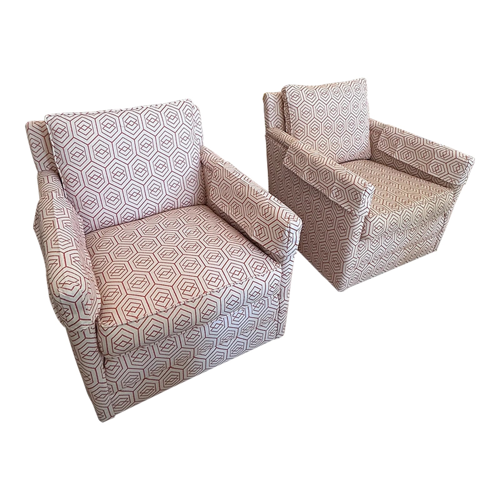 Pair of Lee Geometric Swivel Chairs | Chairish