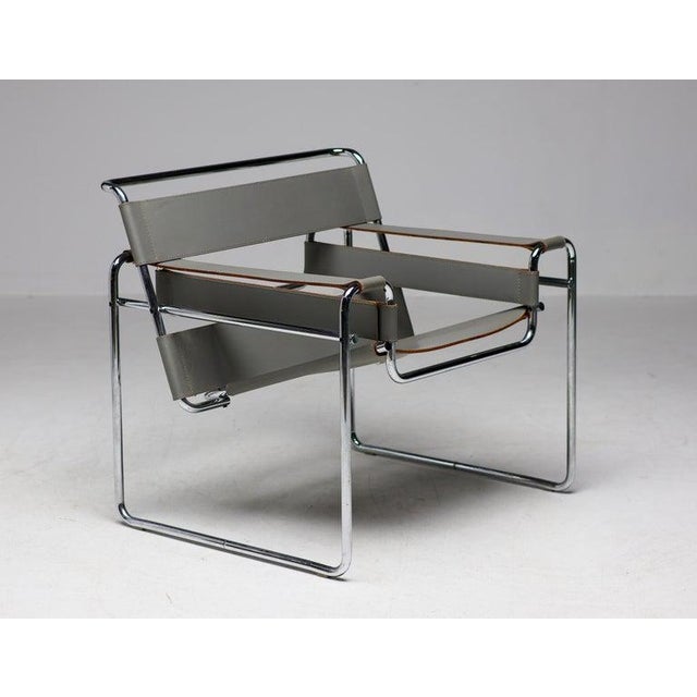 Grey Leather Wassily Armchairs by Marcel Breuer for Gavina, 1960s, Set ...