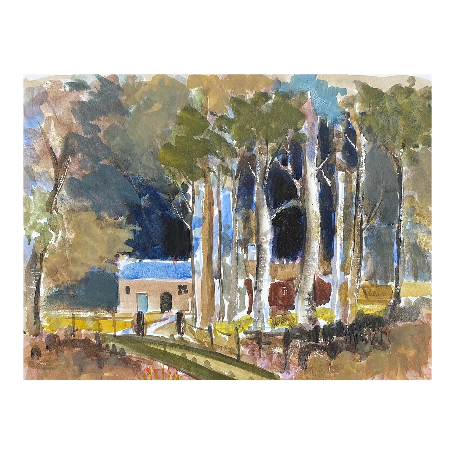 1991 Fred Atkinson House in the English Woods Watercolor | Chairish