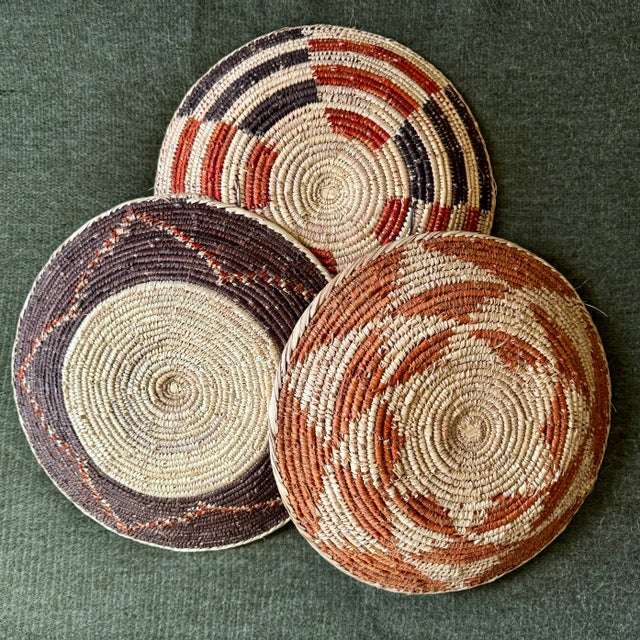 Late 20th Century Set of Three Hand-Woven Baskets | Chairish