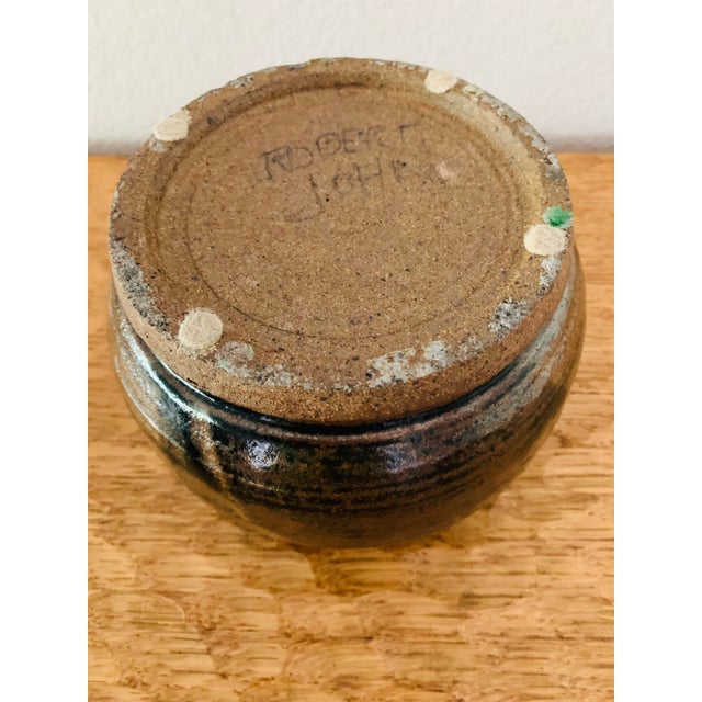 Mid Century Modern Ceramic Pottery Pot With Blenko Glass - 2 Piece Set ...