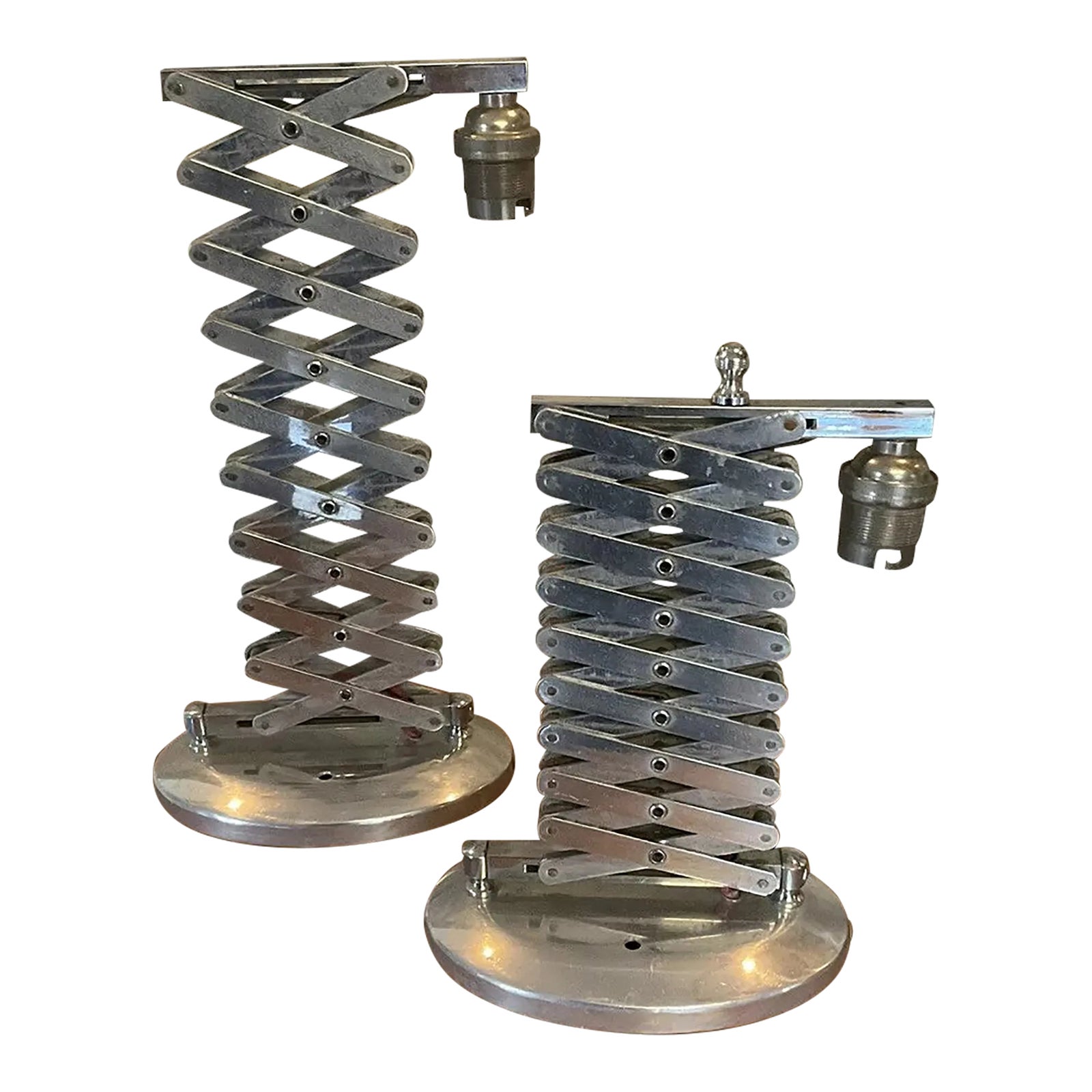 1950's XL French Mid Century Modern Nickel/ Aluminum "Zig Zag" Loft ...